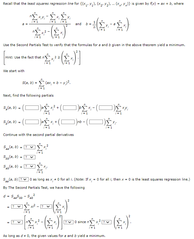 Solved Recall that the least squares regression line for | Chegg.com