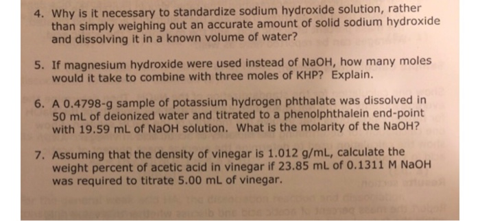 Solved 4. Why is it necessary to standardize sodium | Chegg.com