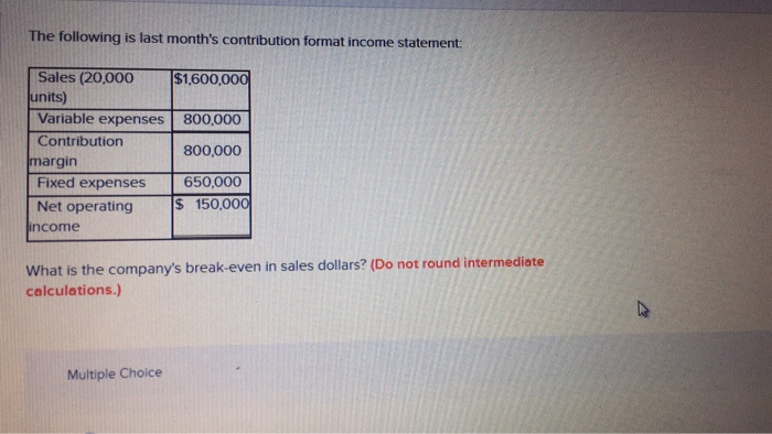 Solved The following is last month's contribution format | Chegg.com