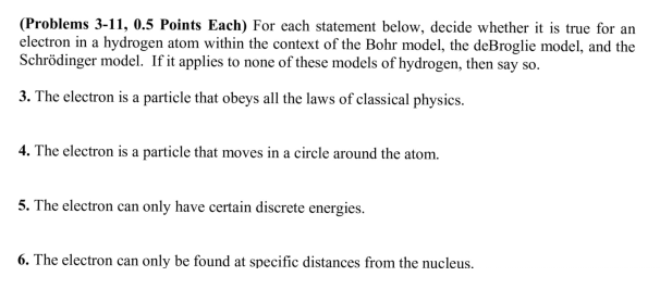 Solved (Problems 3-11, 0.5 Points Each) For each statement | Chegg.com