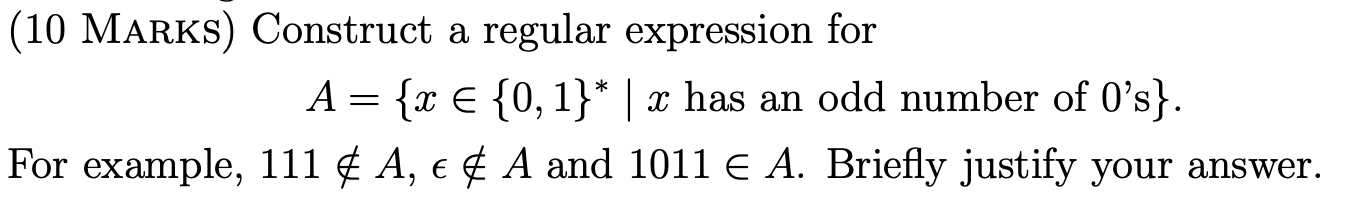 Solved (10 MARKS) Construct a regular expression for | Chegg.com