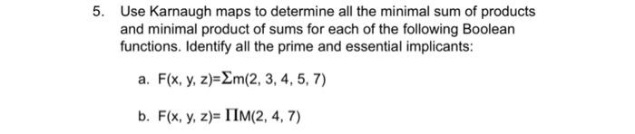 Solved Use Karnaugh maps to determine all the minimal sum of | Chegg.com