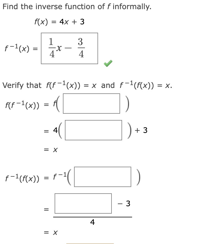 Solved Find the inverse function of f informally. | Chegg.com