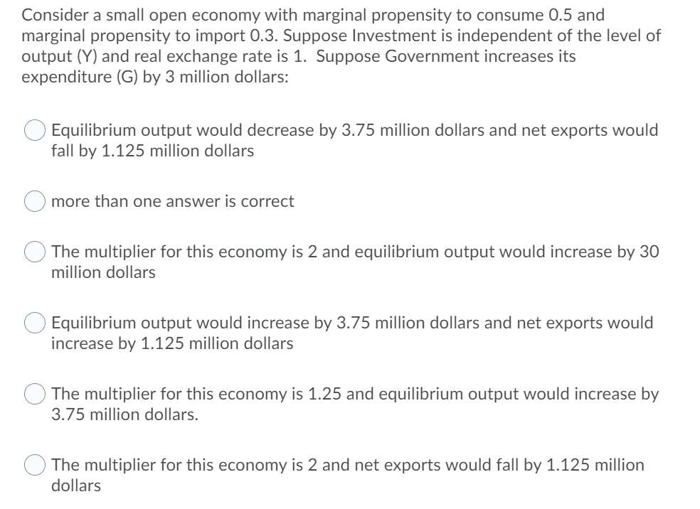 Solved Consider a small open economy with marginal | Chegg.com
