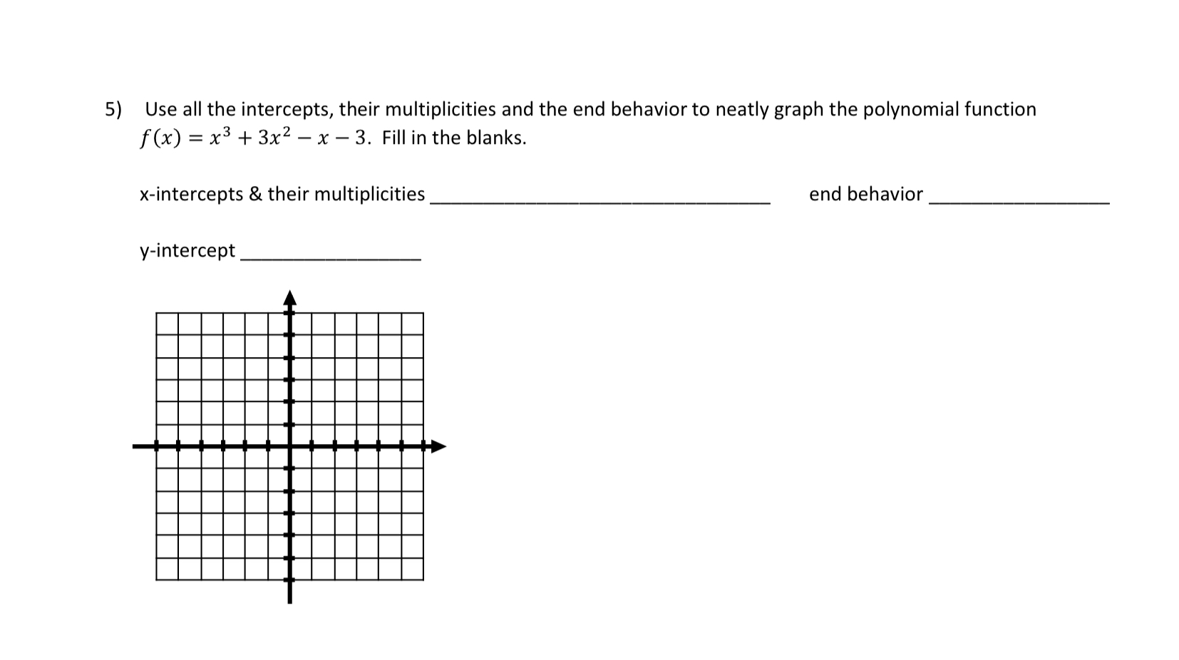 Solved 5) Use all the intercepts, their multiplicities and | Chegg.com