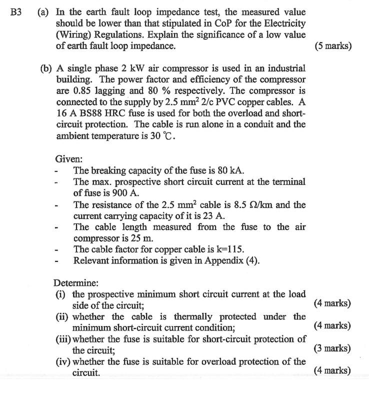 (a) In the earth fault loop impedance test, the | Chegg.com