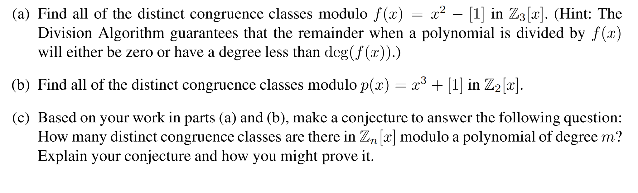 Solved = (a) Find all of the distinct congruence classes | Chegg.com