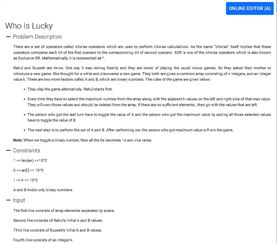 Solved Problem Description There are a set of operators | Chegg.com