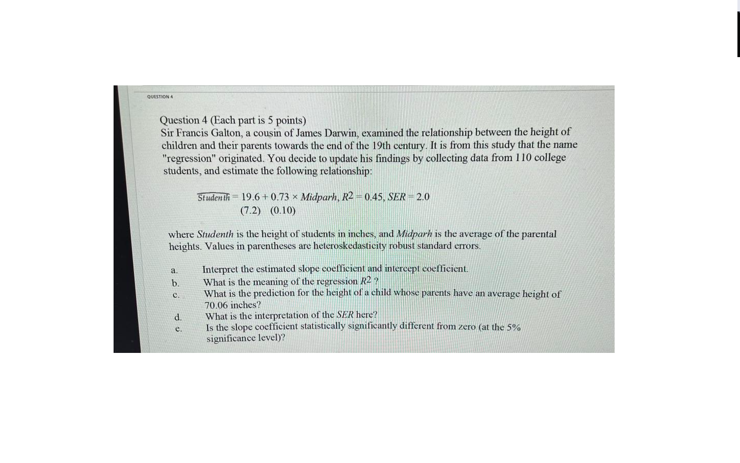 Solved Question 4 Each Part Is 5 Points Sir Francis