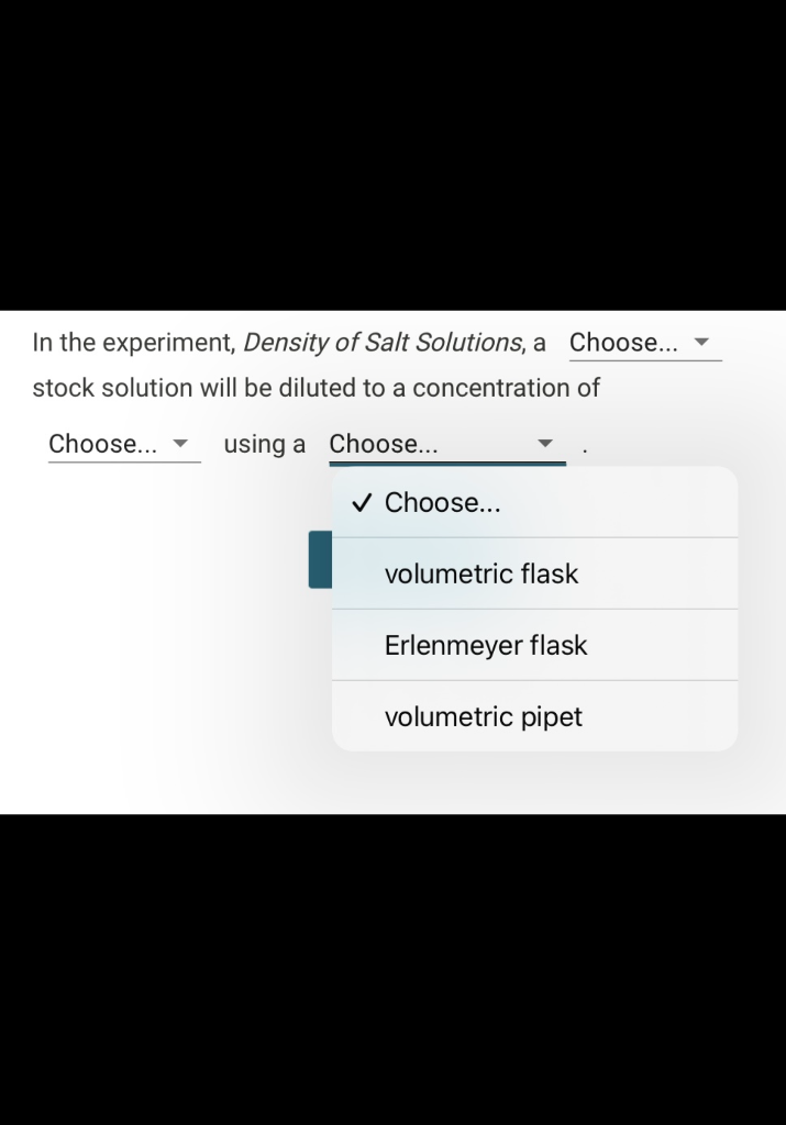 In the experiment, Density of Salt Solutions, a | Chegg.com