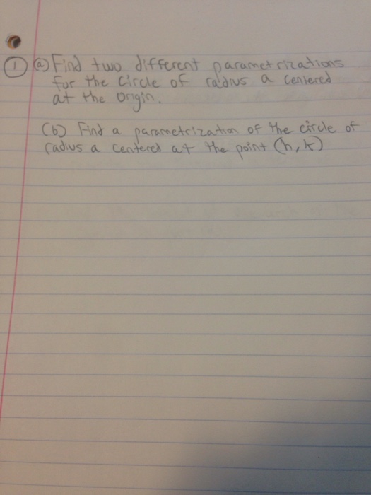 Solved (a) Find two different parametrizations for the | Chegg.com