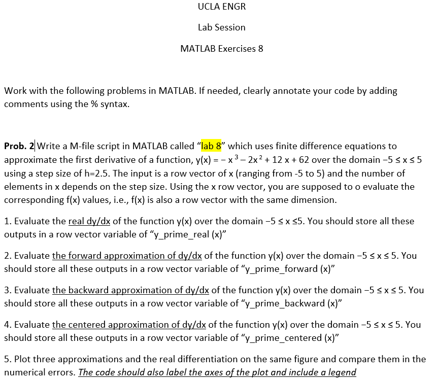 Solved UCLA ENGR Lab Session MATLAB Exercises 8 Work with | Chegg.com