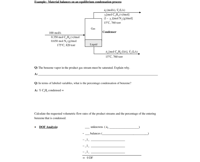 Example: Material balances on an equilibrium | Chegg.com