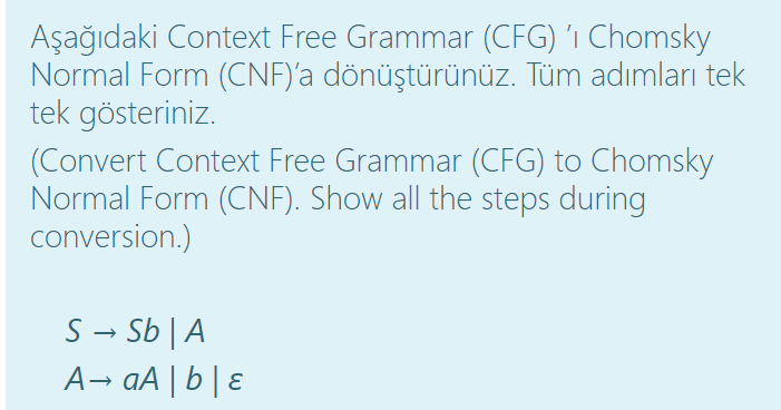 Solved Aşağıdaki Context Free Grammar (CFG) '1 Chomsky | Chegg.com