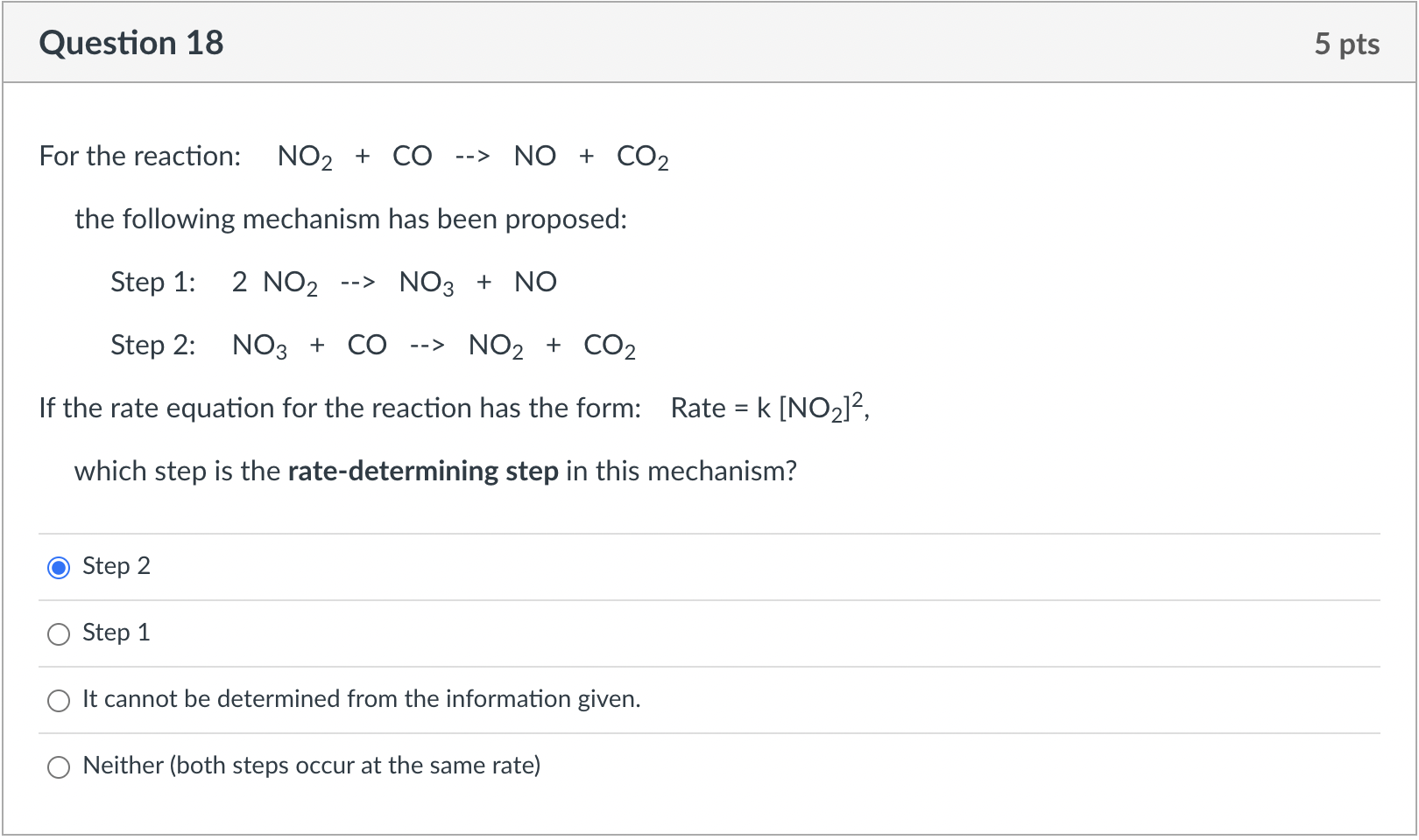 Solved For the reaction: NO2+CO→NO+CO2 the following | Chegg.com