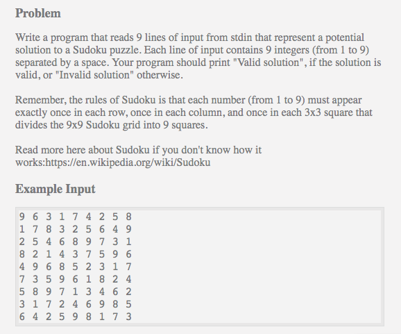 Solved Problem Write a program that reads 9 lines of input | Chegg.com