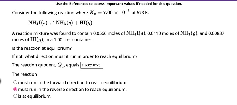 Solved I set up my Kc=[NH3][HI]/[NH4I] equilibrium | Chegg.com