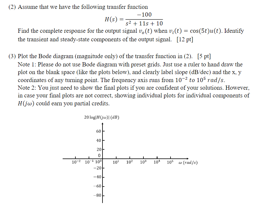 Solved Problem 5 [25 pts] (1) Derive the transfer function | Chegg.com