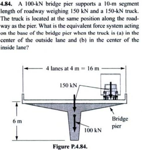 Solved 4.84. A 100-KN bridge pier supports a 10-m segment | Chegg.com
