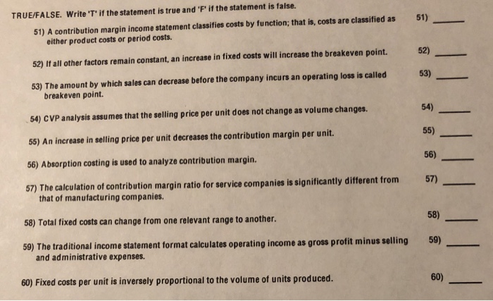 Solved TRUE/FALSE. Write T' if the statement is true and F' | Chegg.com