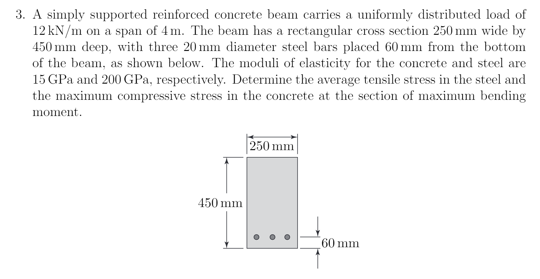 Solved 3. A simply supported reinforced concrete beam | Chegg.com