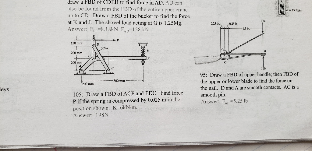 Solved draw a FBD of CDEH to find force in AD. AD can also | Chegg.com