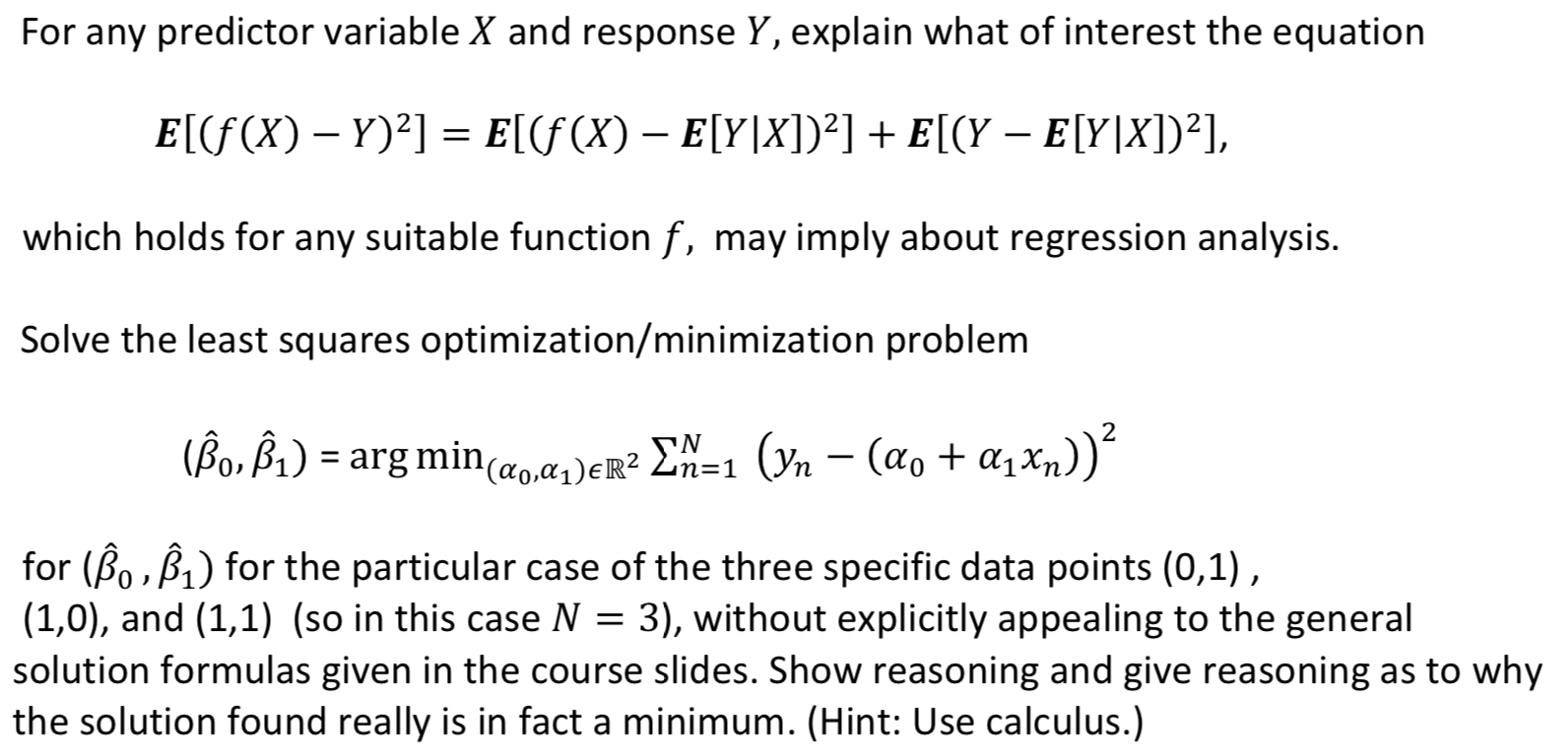 Solved For any predictor variable X and response Y, explain | Chegg.com