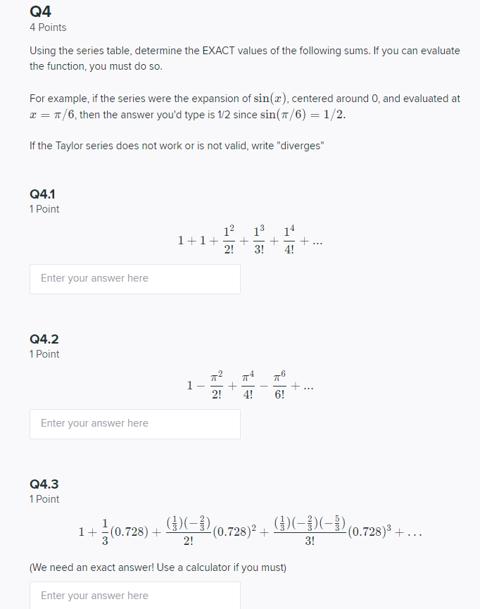 Solved Q4 4 Points Using the series table, determine the | Chegg.com