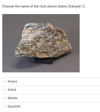 Solved Choose the name of the rock shown below (Sample 1). | Chegg.com