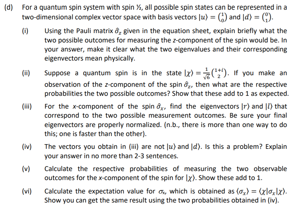 Solved (d) For a quantum spin system with spin 72, all | Chegg.com