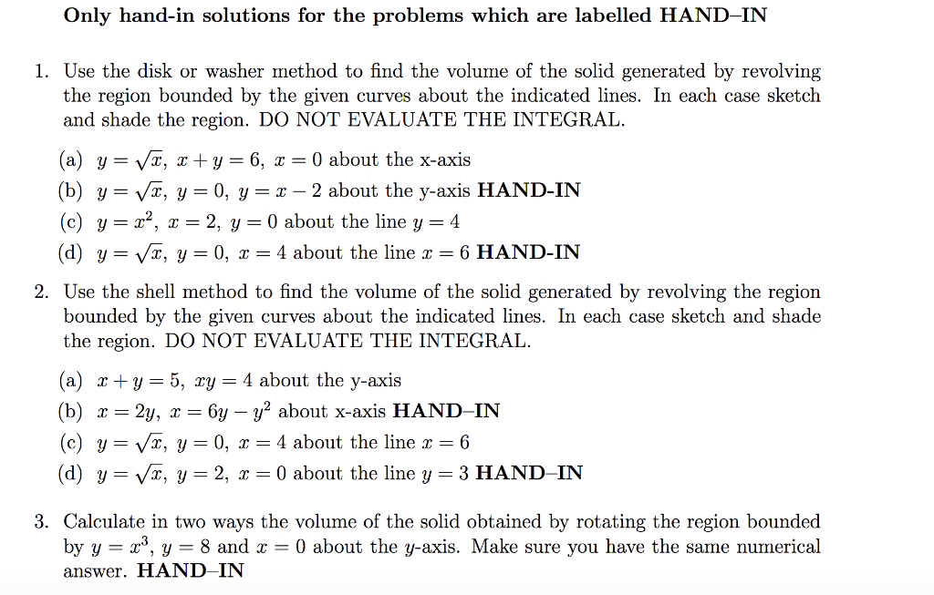 Solved Only hand-in solutions for the problems which are | Chegg.com