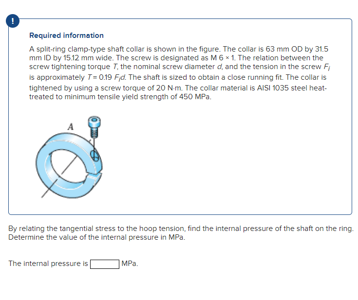 Solved Required information A split-ring clamp-type shaft | Chegg.com