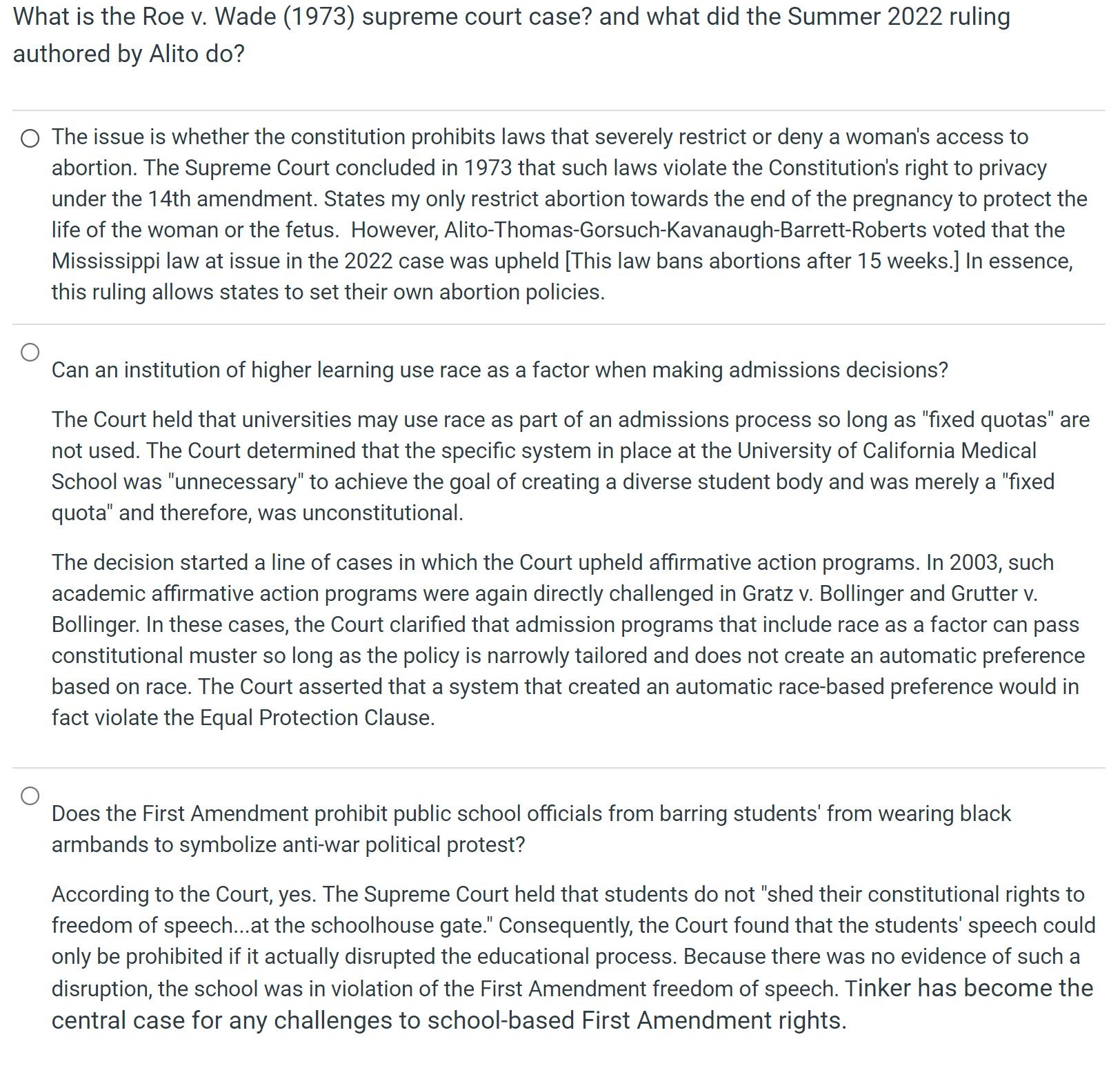 What is the Roe v. Wade (1973) supreme court case? | Chegg.com