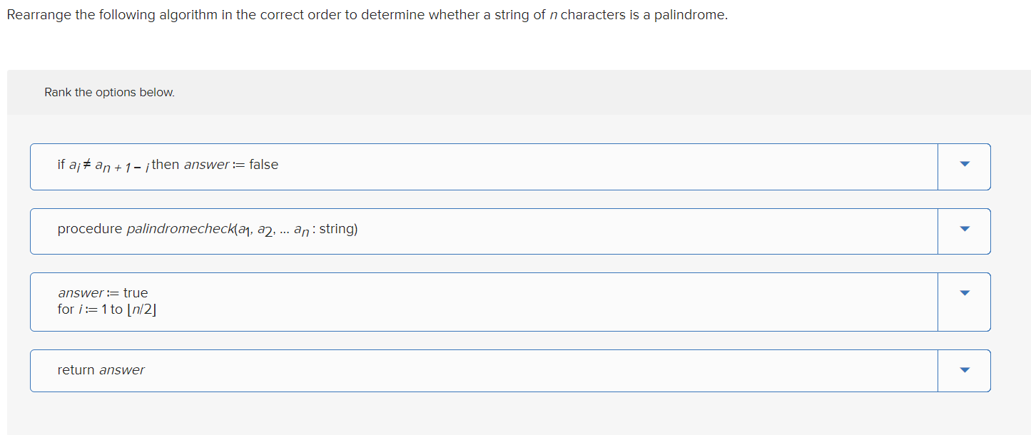 Solved Rearrange the following algorithm in the correct | Chegg.com
