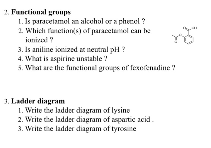 Solved 2. Functional groups 1. Is paracetamol an alcohol or | Chegg.com
