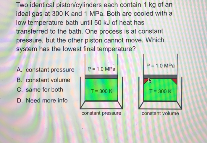 Solved Two identical piston/cylinders each contain 1 kg of | Chegg.com