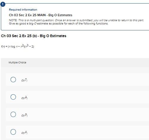 Solved Required Information Ch 03 Sec 2 Ex 25 MAIN - Big O | Chegg.com