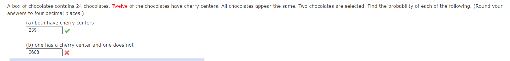 Solved answers to four decimal places.) (a) both have cherry | Chegg.com