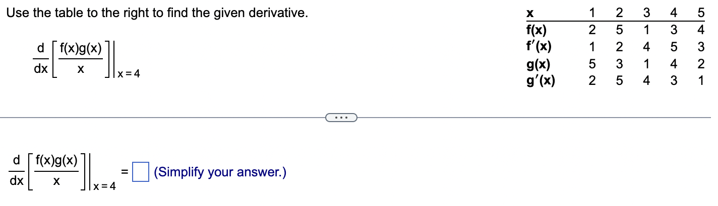 Solved Use the table to the right to find the given | Chegg.com