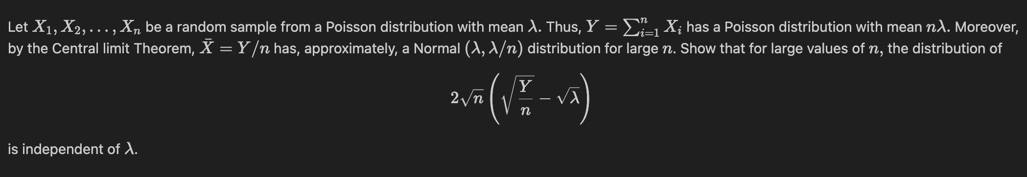 Solved Let X1,X2,…,Xn be a random sample from a Poisson | Chegg.com