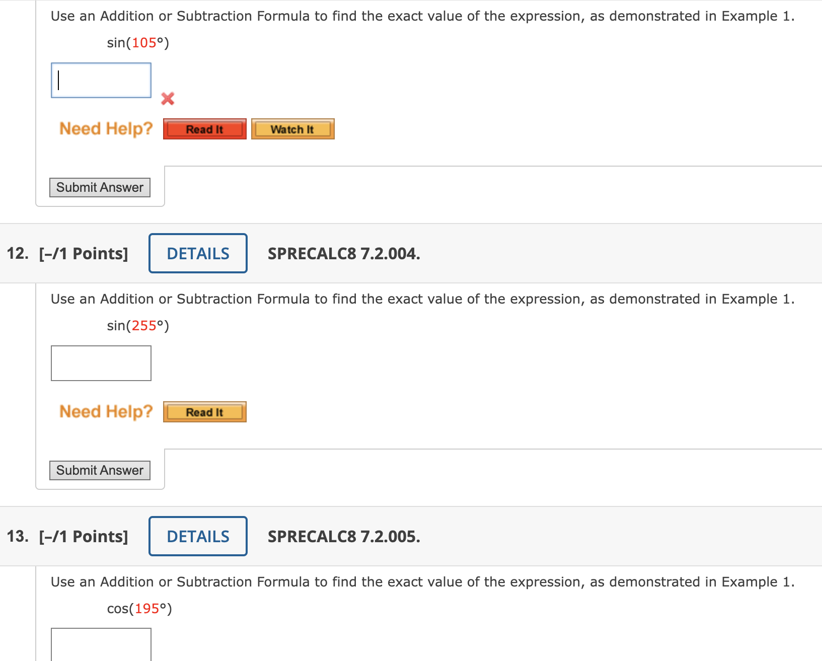 Solved Use an Addition or Subtraction Formula to find the | Chegg.com