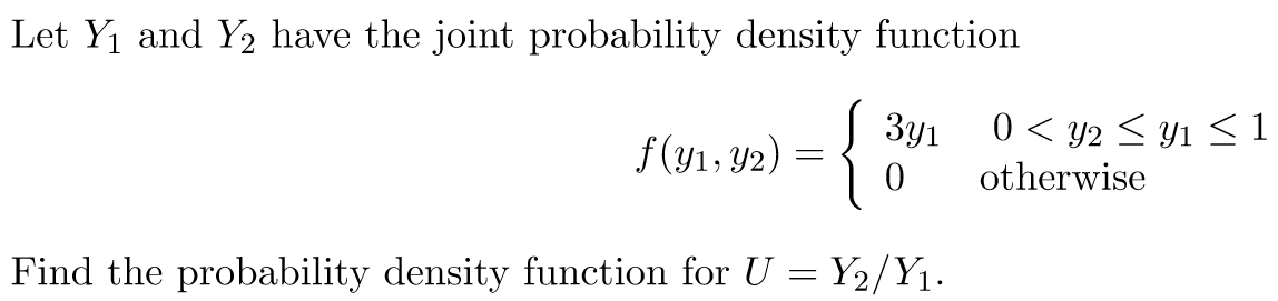 Solved Let Y1 and Y2 have the joint probability density | Chegg.com