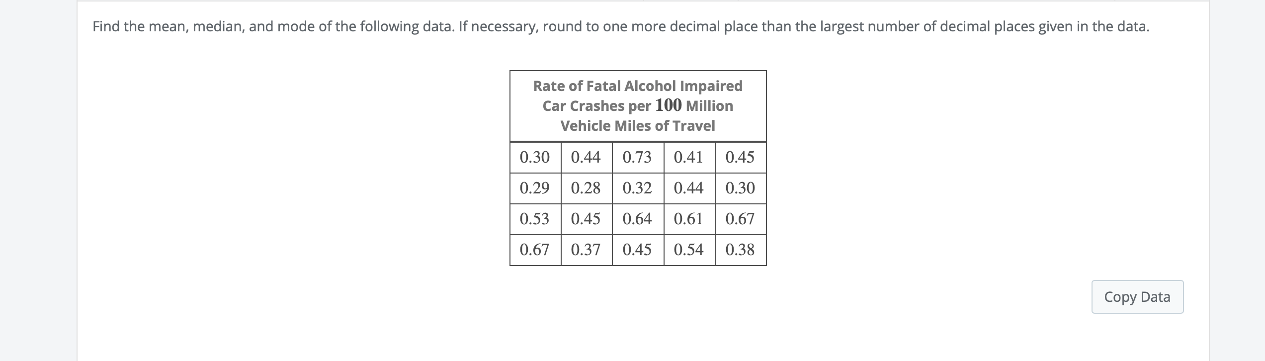 Solved Find the mean, median, and mode of the following | Chegg.com