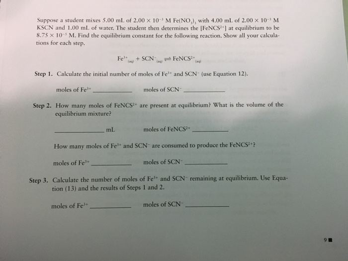 Solved Suppose a student mixes 5.00 mL of 2.00 × 10-1 M | Chegg.com