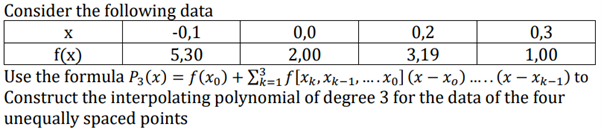Solved Consider the following data Use the formula | Chegg.com