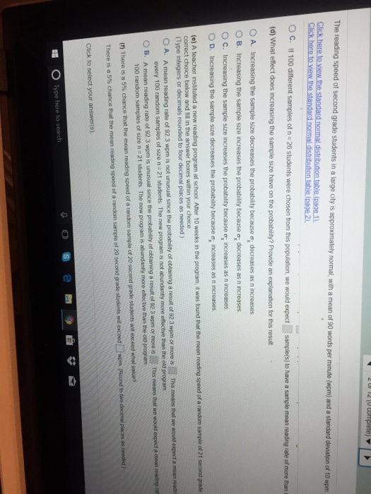 Solved The reading speed of second grade students in a large | Chegg.com