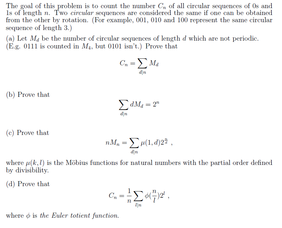 The goal of this problem is to count the number Cn of | Chegg.com
