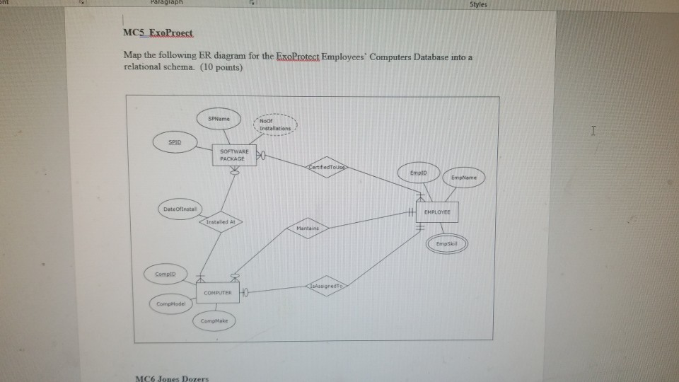 Solved Paragraph MC5 ExoProect Map the following ER diagram | Chegg.com Solved Paragraph MC5 ExoProect Map the following ER diagram | Chegg.com