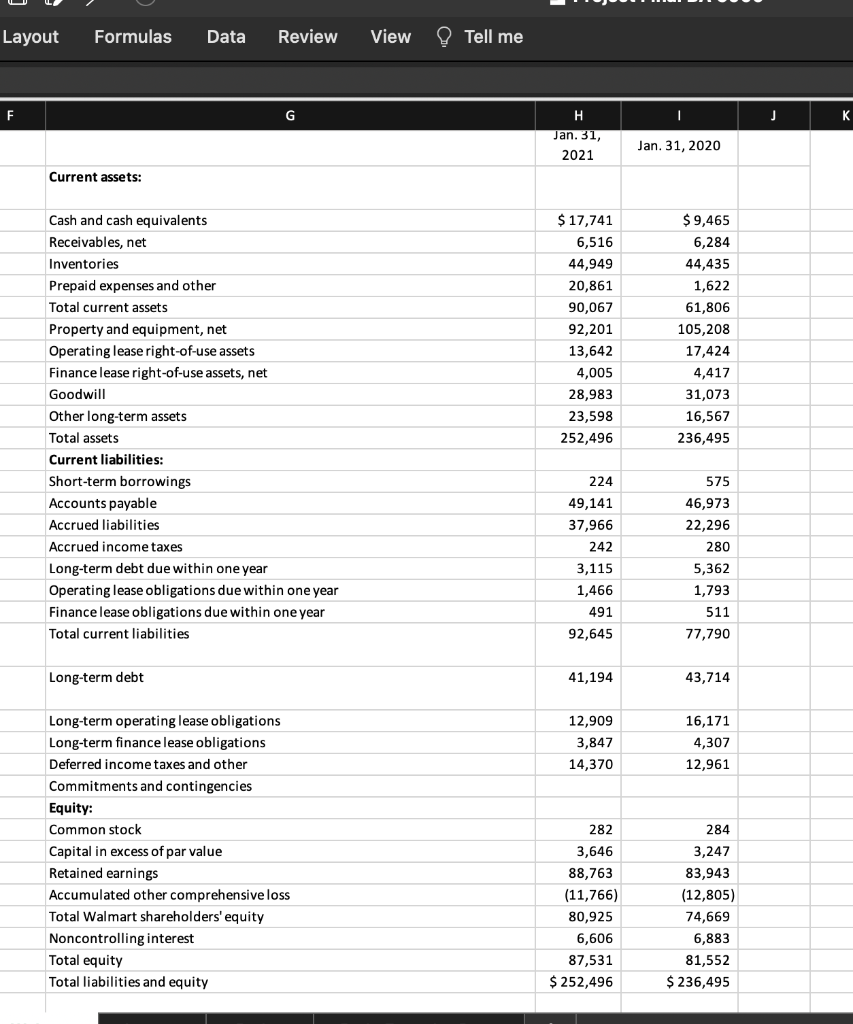 1 Walmart Financial Statements 3 12 Months Ended | Chegg.com