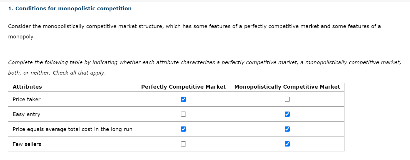 Solved 1. Conditions for monopolistic competition Consider | Chegg.com Solved 1. Conditions for monopolistic competition Consider | Chegg.com